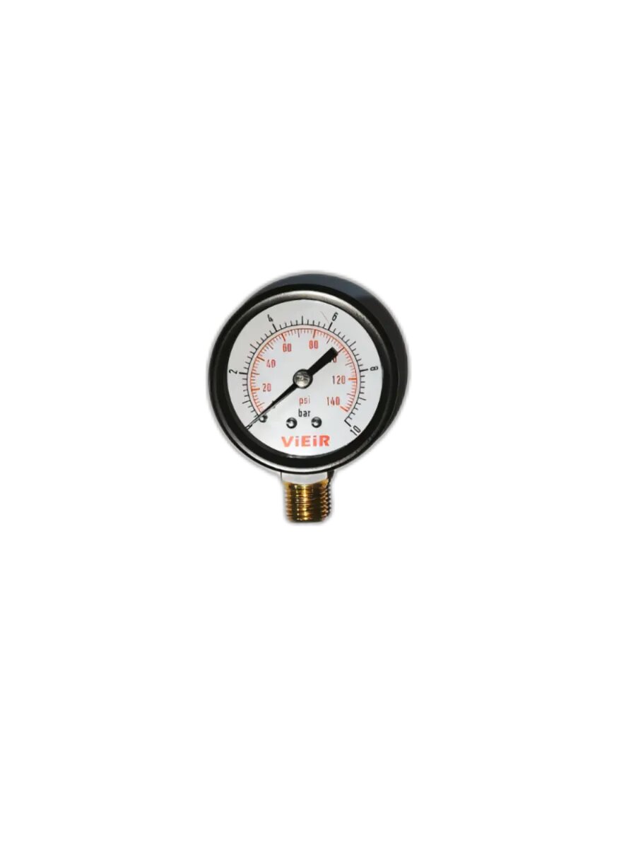 Манометр ViEiR YLА10, для систем отопления и водоснабжения, черный, 1/4", 10 bar