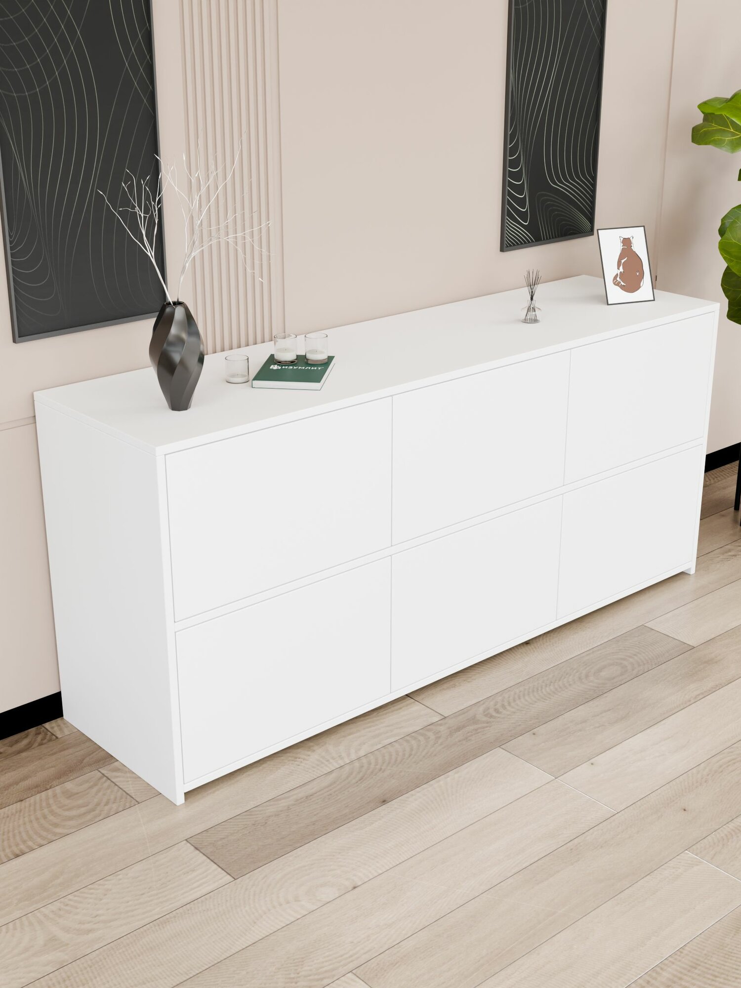 Изумлит Комод для белья и одежды Каллисто 150х66.8х40 см, белый