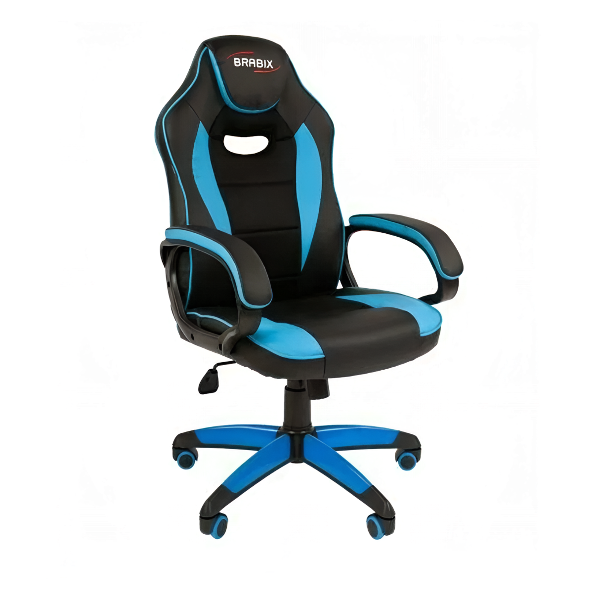 Кресло игровое BRABIX Blaze GM-162 ткань TW/экокожа черно-синее, выдерживает до 120 кг, Топ-ган люкс