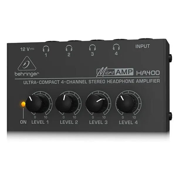 BEHRINGER HA400 компактный 4-канальный усилитель для наушников с раздельными регулировками уровня выходов