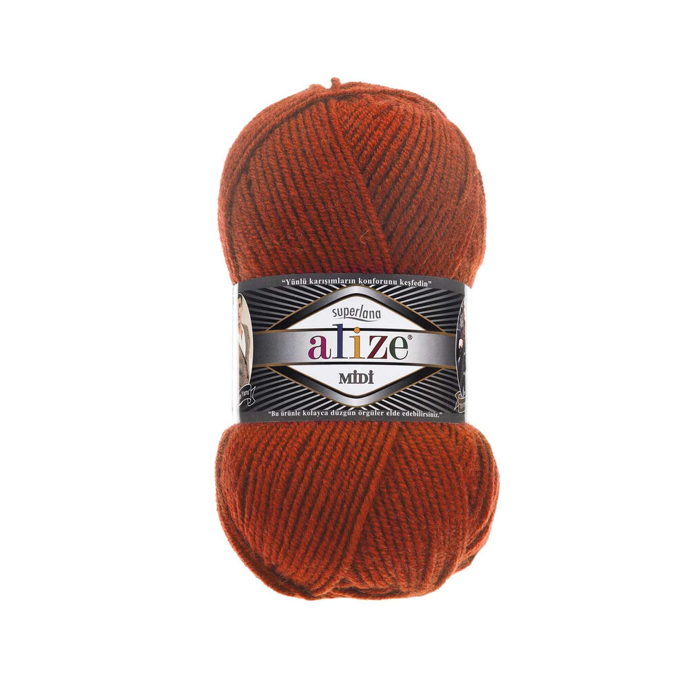 Пряжа для вязания Alize Superlana midi 36 терракот 100 гр/170 м 25% шерсть, 75% акрил