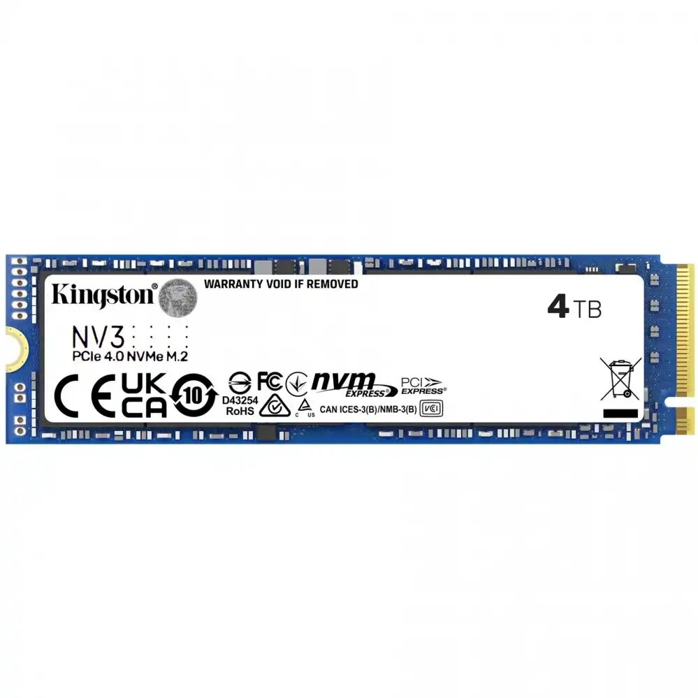 Накопитель SSD Kingston NV3, 4000Gb, M.2 2280, PCIe 4.0 x4, NVMe, R/W 6000/5000