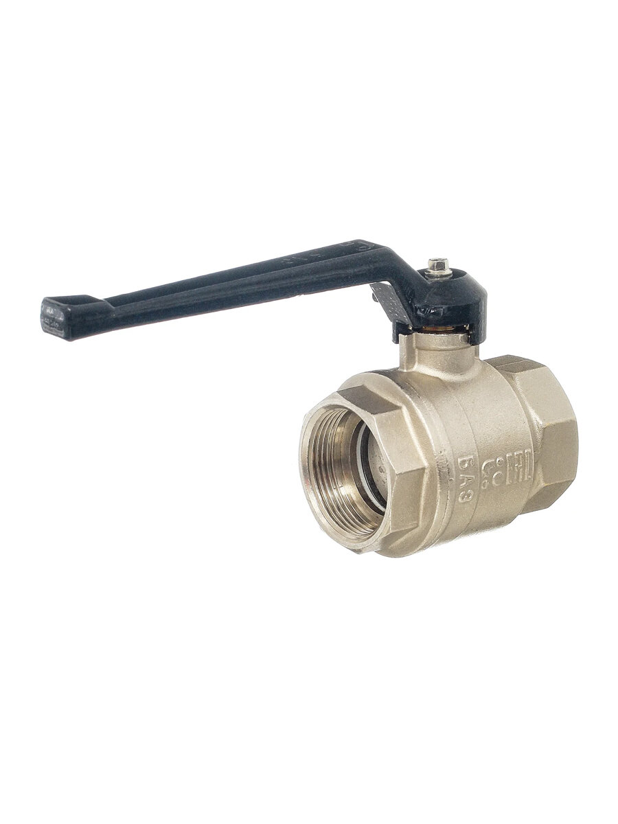 Кран шаровый Бологовский Арматурный Завод 11Б27П1, латунь, никелированный, Ду50, ручка-рычаг