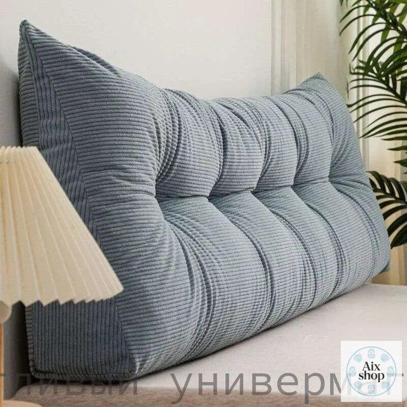 Подушка Дакимакура 40x80 см, вельветовый чехол, полоски, светло-синий цвет