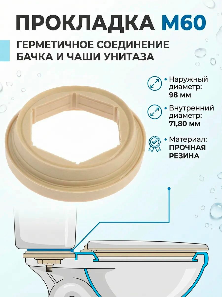 Прокладка между бачком и унитазом М60 универсальная