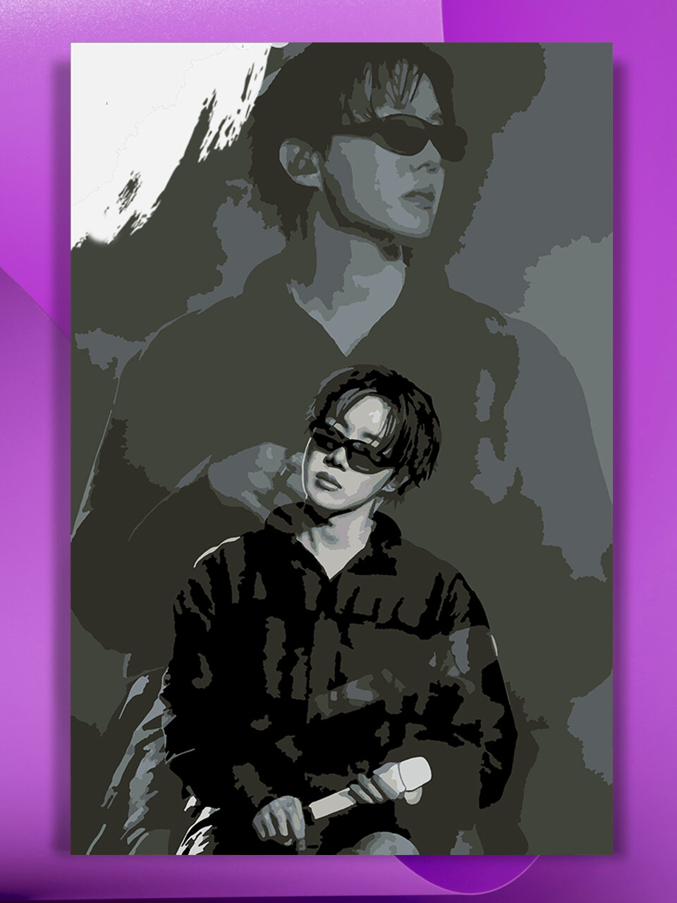 Картина по номерам на холсте BTS Чон Хосок ЧБ, 40 х 60 см