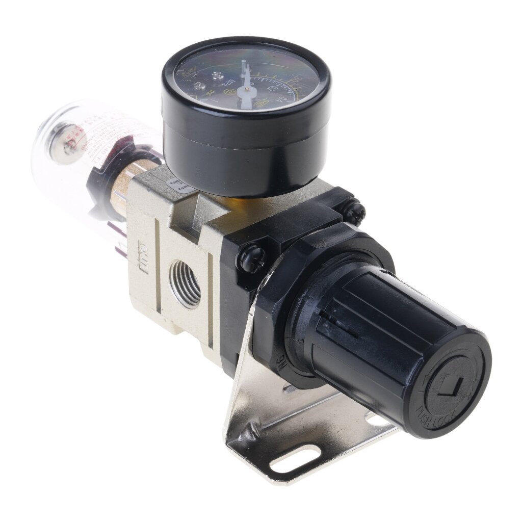 Сепаратор воды и регулятор давления для воздушного компрессора 1/4 дюйма с манометрами и ручными дренажными клапанами