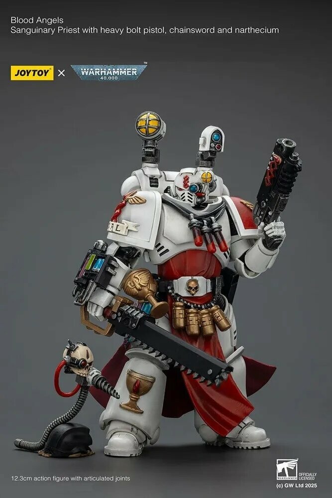 Фигурка JOYTOY Warhammer 40K Blood Angels Sanguinary Priest with heavy bolt pistol chainsword and narthecium