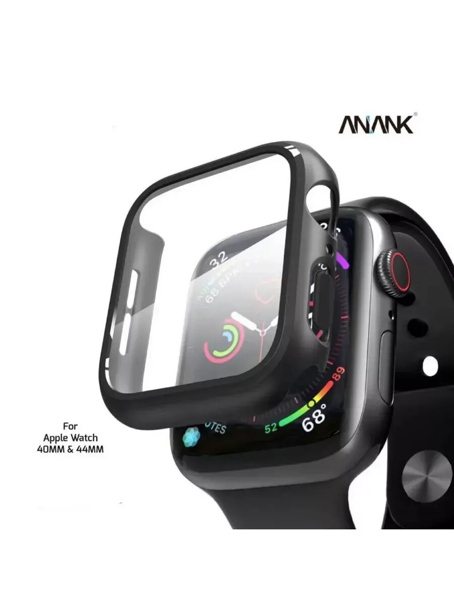 Защитное стекло Anank Watch Guard, для Apple Watch, 44 мм, защитное, прозрачное, черное