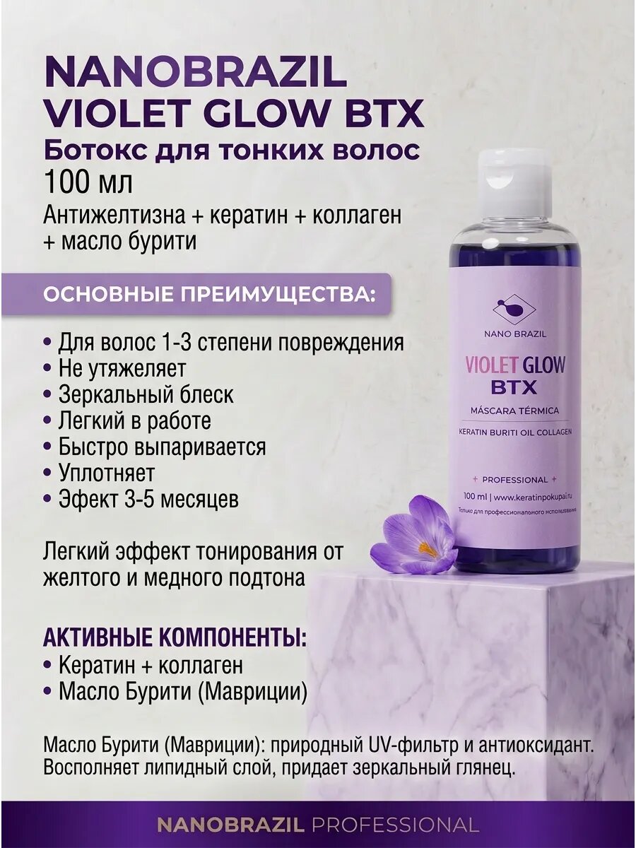 Nanobrazil Violet Glow BTX ботокс для волос 100