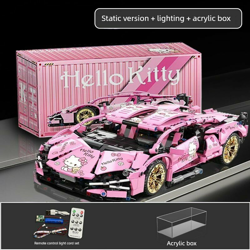 Конструктор Kitty Pink Bull V12 с LED-подсветкой и выставочным кейсом — премиум-LEGO-конструктор