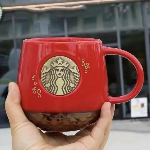 Starbucks Кружка "Красная рыба-рыбка", 414 мл, 1 шт. Красивая кружка кофе, чашка для молока