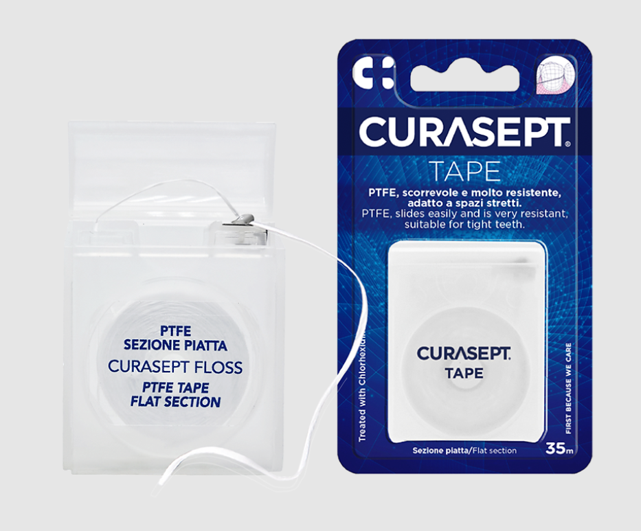 Зубная нить Curasept PTFE TAPE плоская вощеная, без вкуса и запаха, длина 35 м, Италия