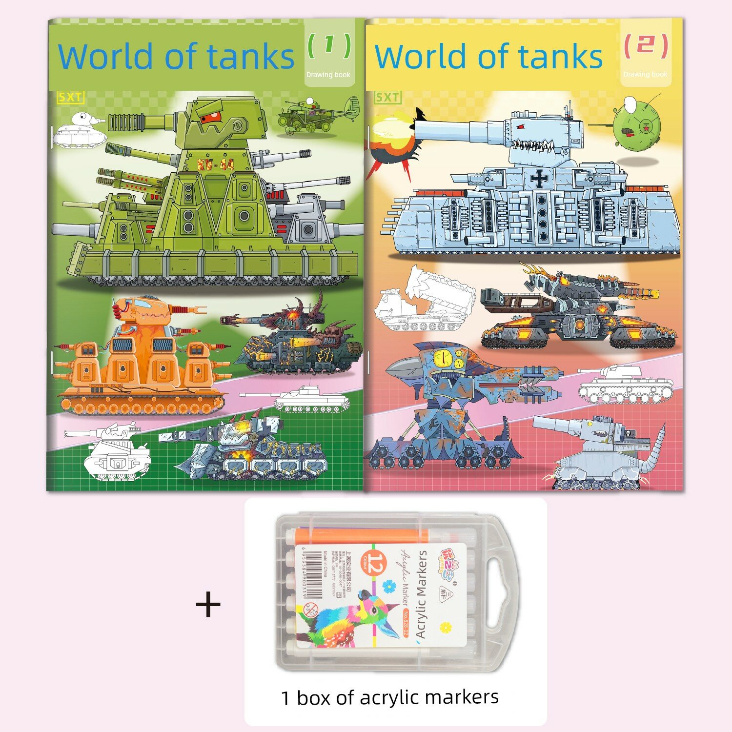 Набор томов World of Tanks: 2 книги (1+2) с акриловыми маркерами