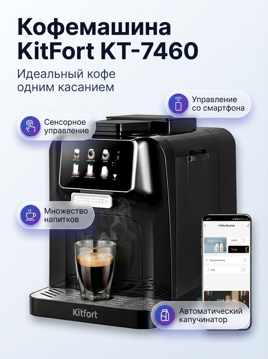 Кофемашина KitFort КТ-7460, черный
