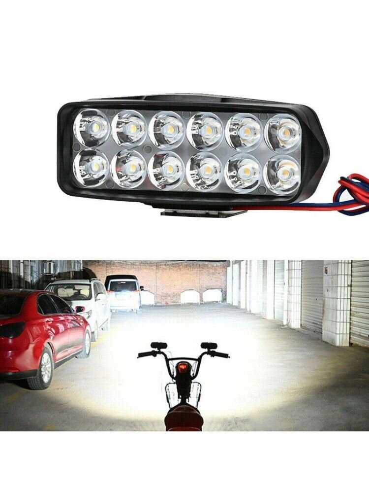 Светодиодная фара 36W 12 LED 2400LM IP68 — автомобильный свет для авто, мото, грузовиков, ATV/UTV и скутеров, 6000K