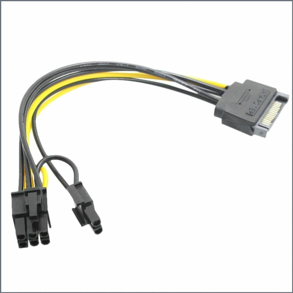 15-контактный разъем SATA Male на 8-контактный (6+2) кабель питания PCI-E для графической карты (1 шт.)