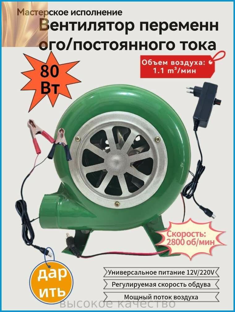 Вентилятор для угольного котла, 80 Вт с регулируемой скоростью, питание 12 В/220 В, подходит для домов, вилл и кемпингов.(светло-зеленый, лазурный)