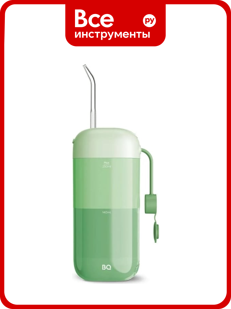 Ирригатор BQ IR002, портативный, 11 режимов, 2 насадки, зеленый