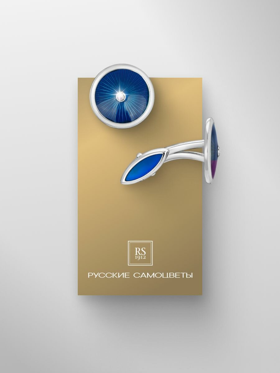 Запонки, 925 проба, бриллиант