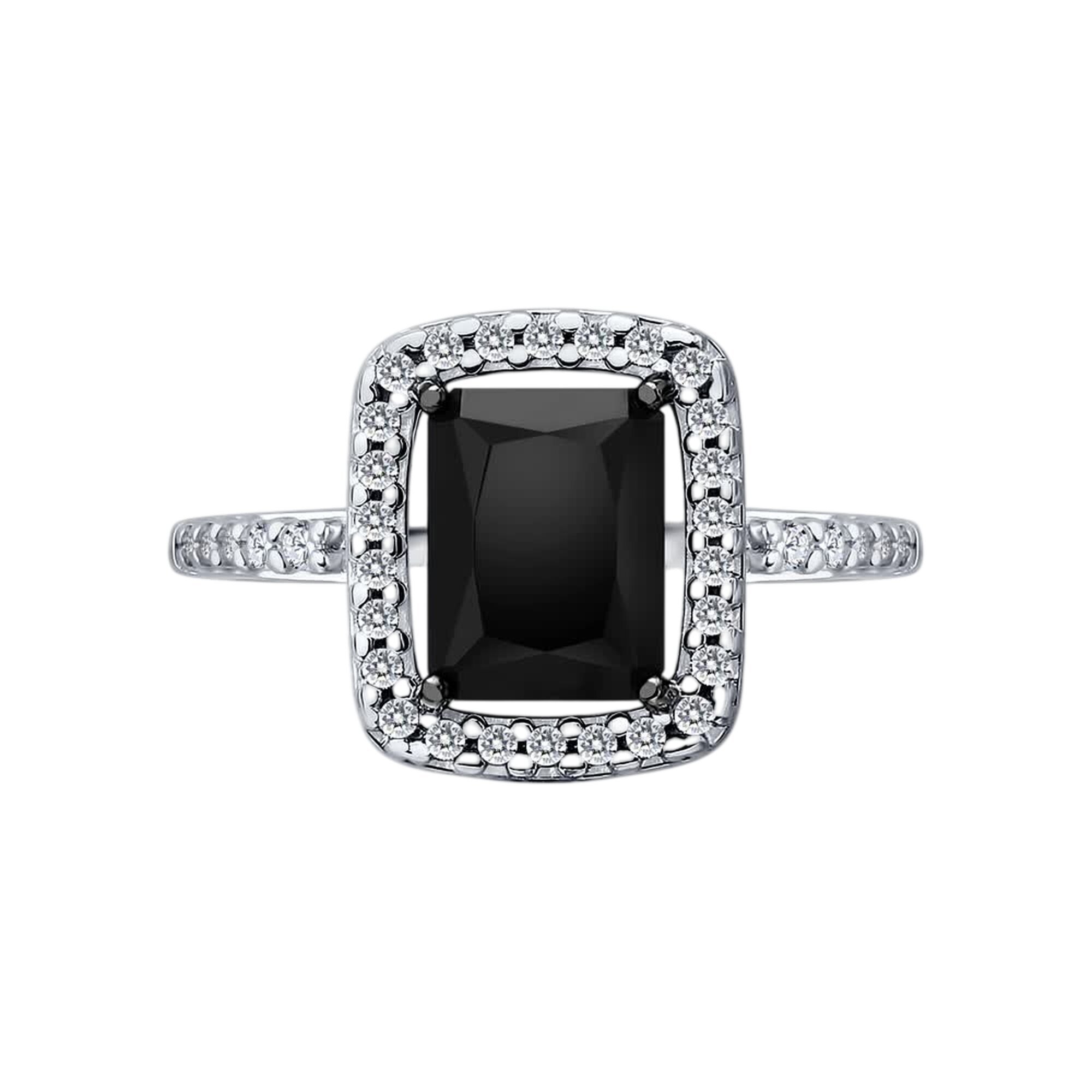 Кольцо, серебро, 925 проба, родирование, агат, фианит