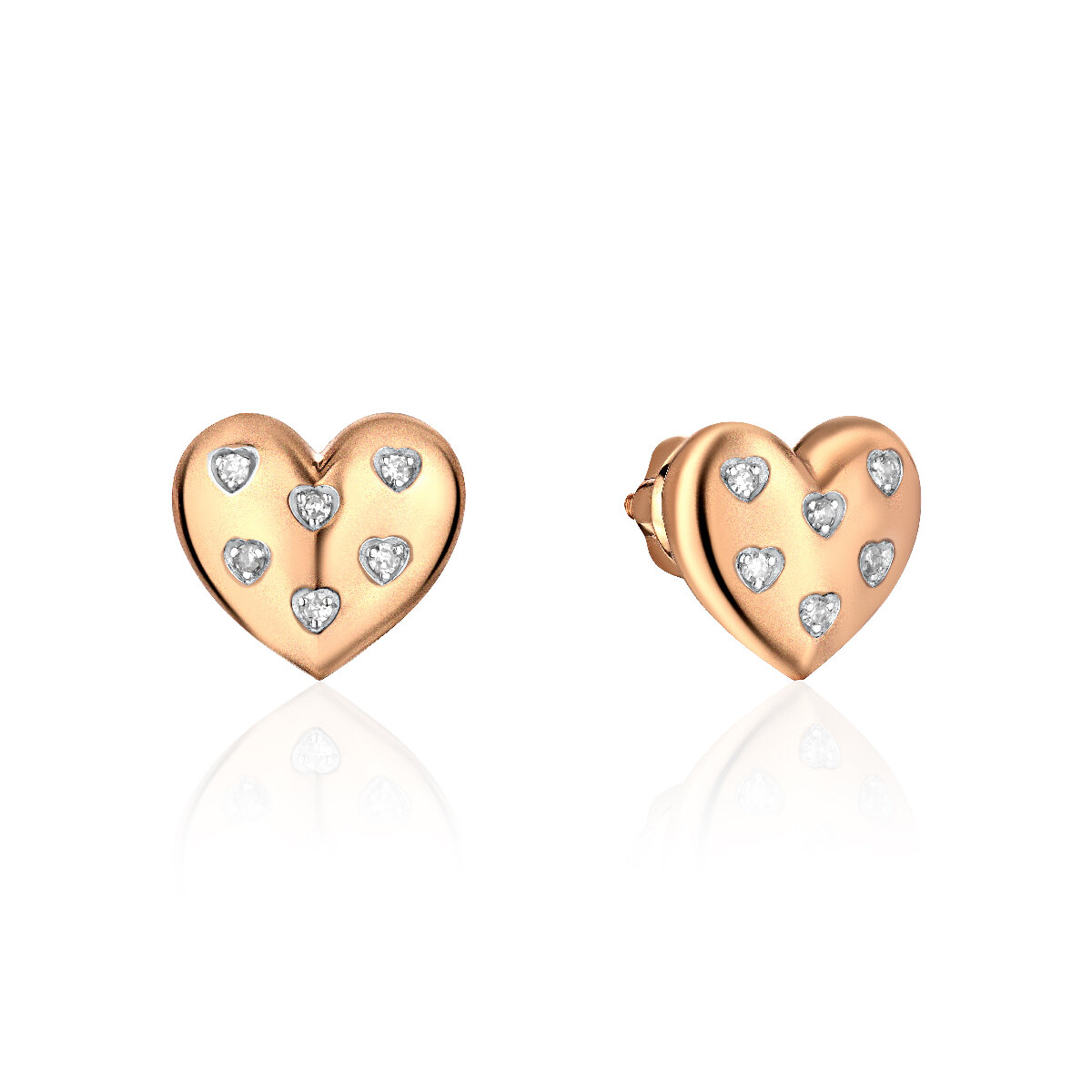 Серьги, красное золото, 585 проба, бриллиант