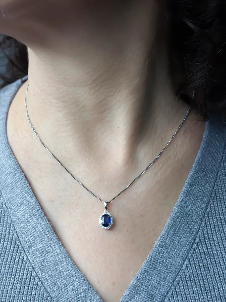 Подвеска, серебро, 925 проба, золочение, родирование, фианит, сапфир