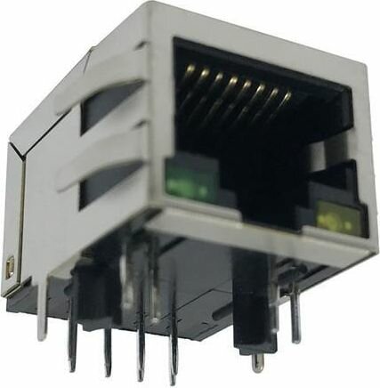 WIZNET J1B1211CCD Гнездо; RJ45; PIN: 8; Кат: 5,6; с LED; Конф: 8p8c; THT; на PCB, 1шт