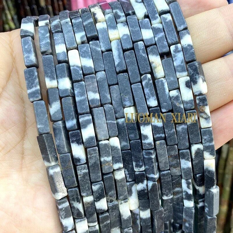 Натуральные каменные бусины LUOMAN XIARI 4x13 мм 4x13mm 13-14pcs, Zebra Stone