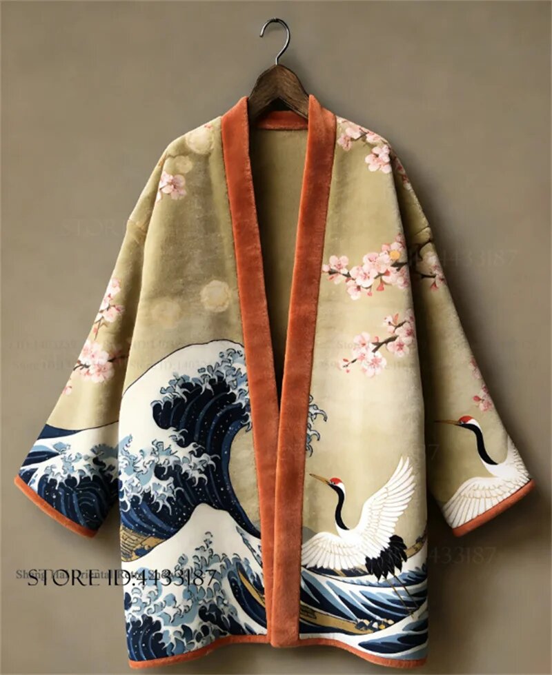 Кимоно кардиган фланелевый, японский стиль, принт, L, Kimono Cardigan 19