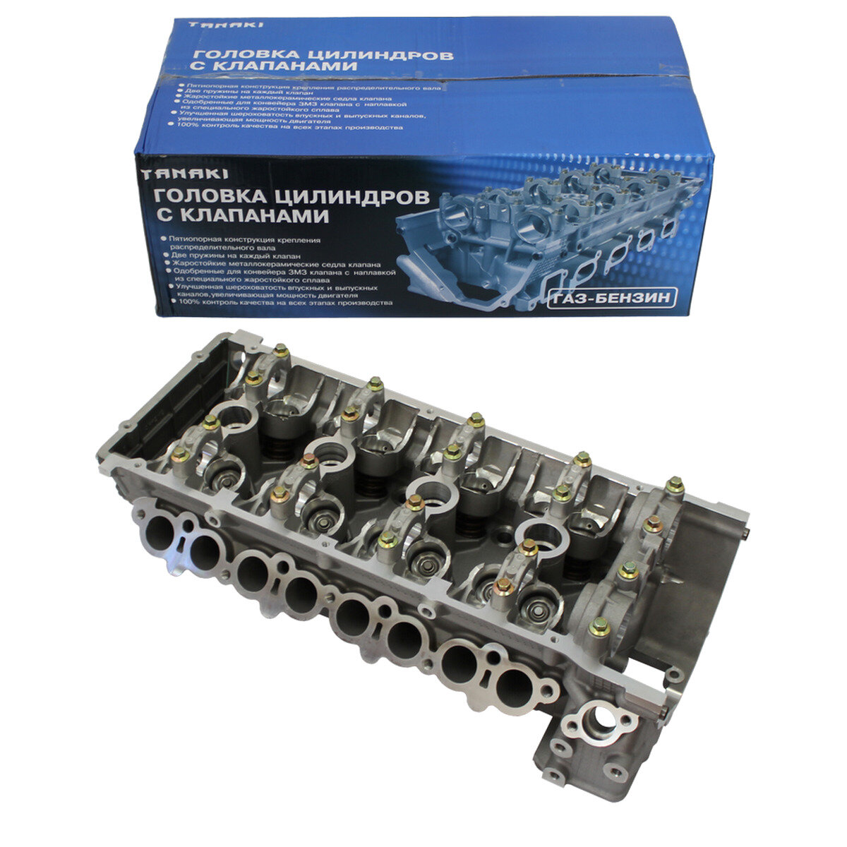 Головка цилиндров ЗМЗ-40905, 40906, 40524 EURO-IV, V; ЗМЗ-409051, 409052 PRO, АИ-92/газс клапанaми с прокладкой TANAKI Co. Ltd