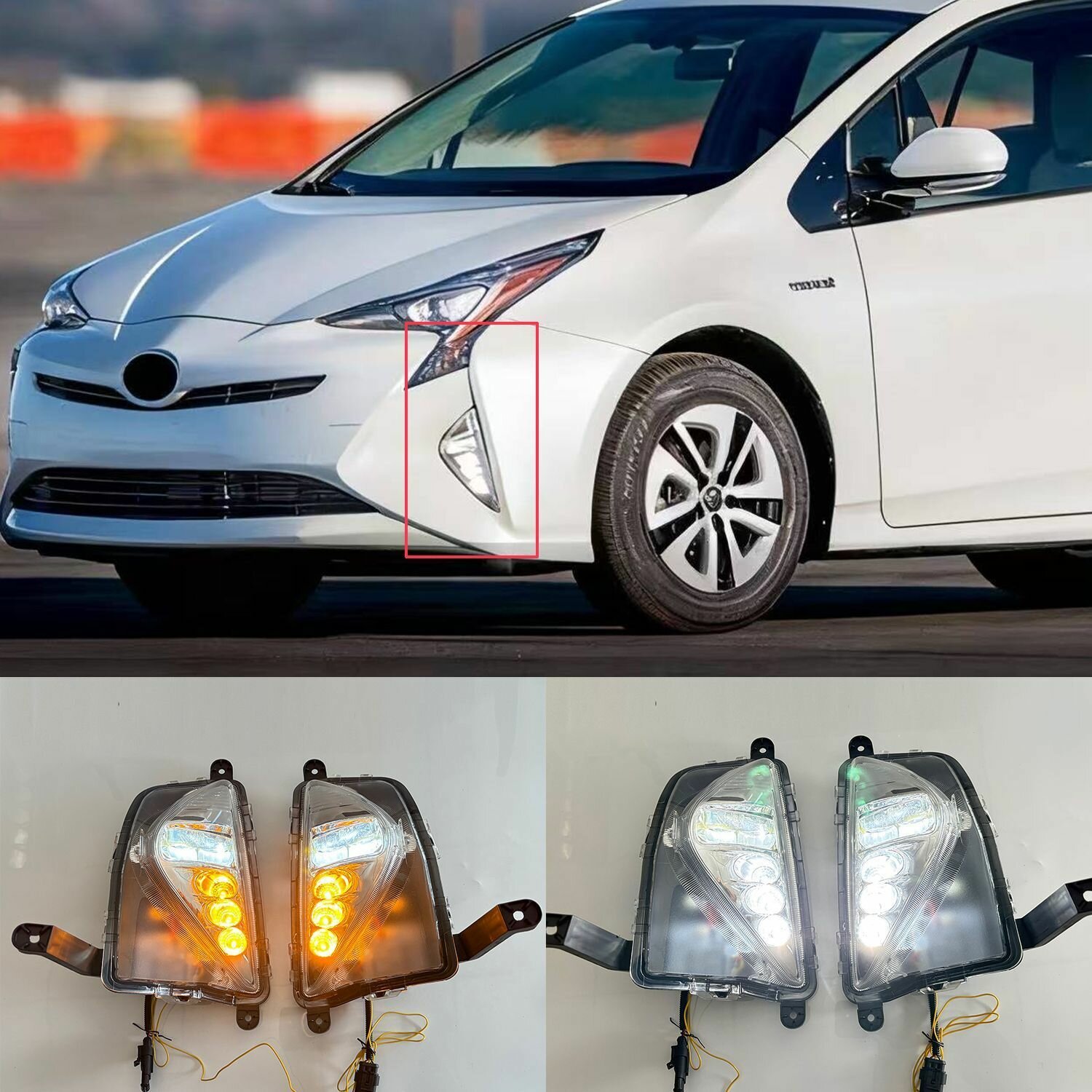 Подходит для Toyota Prius 2016-2018 Модель Prius Специальный светодиодный дневной ходовой противотуманный фонарь с поворотником