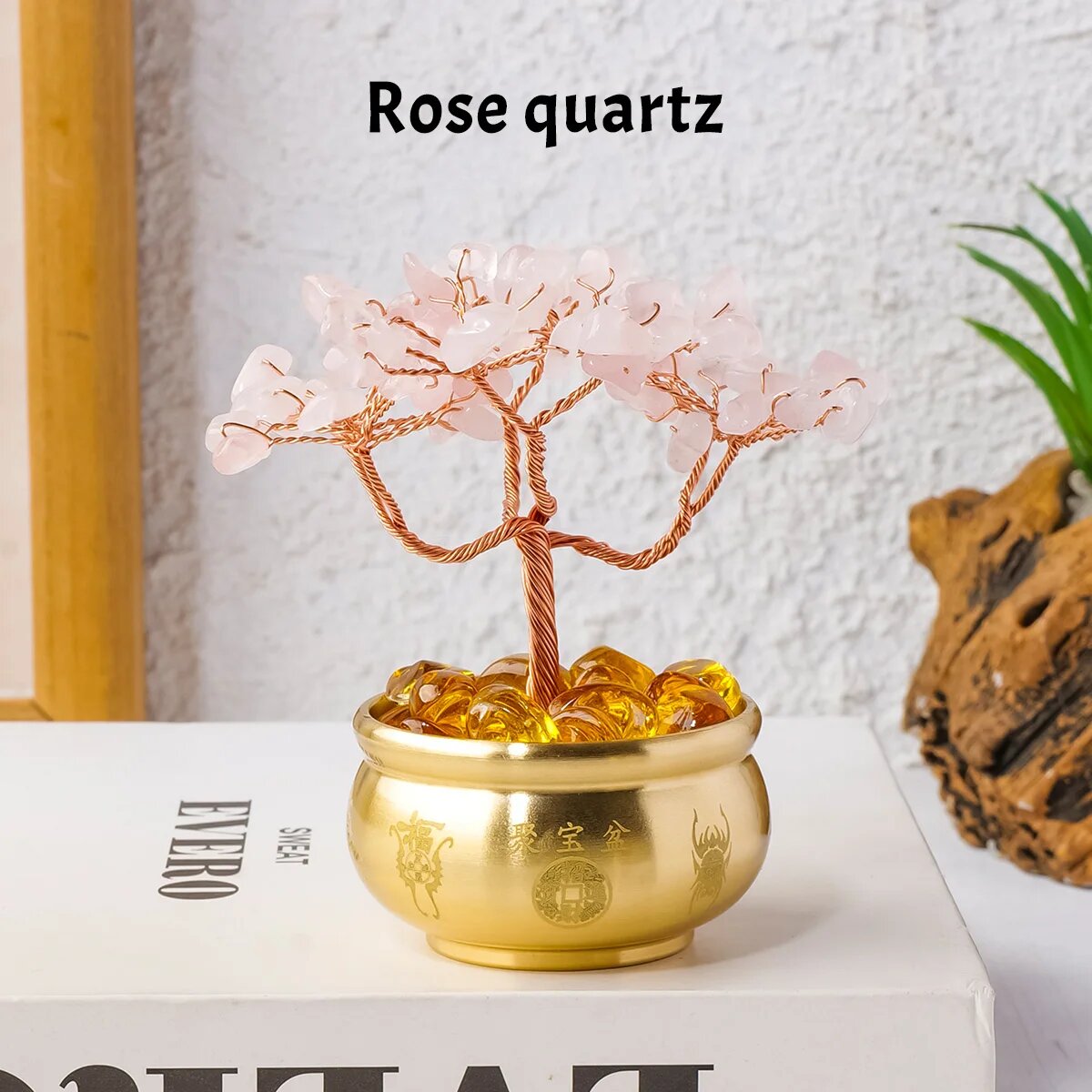 Хрустальное дерево для дома и офиса Rose quartz