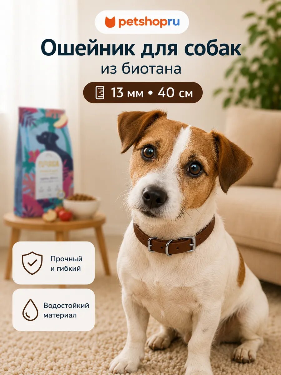 Papillion Ошейник для собак из биотана 13мм 40 см, коричневый