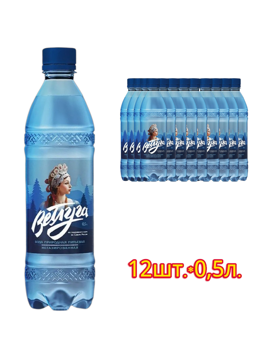 Вода минеральная природная Ветлуга 12 шт по 0,5 л, негазированная, пэт
