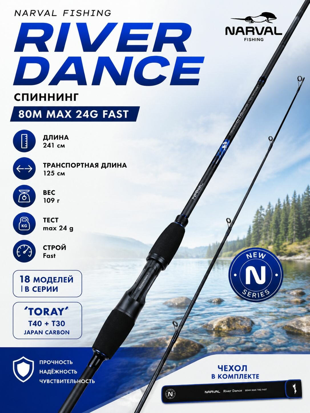 Спиннинг Narval Fishing River Dance 80M max 24g Fast
