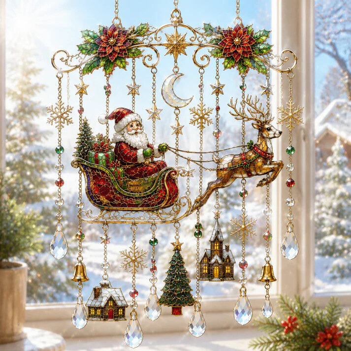 Christmas Wind ChimeРождественские раскрашенные колокольчики для ловца солнечного света，20cm