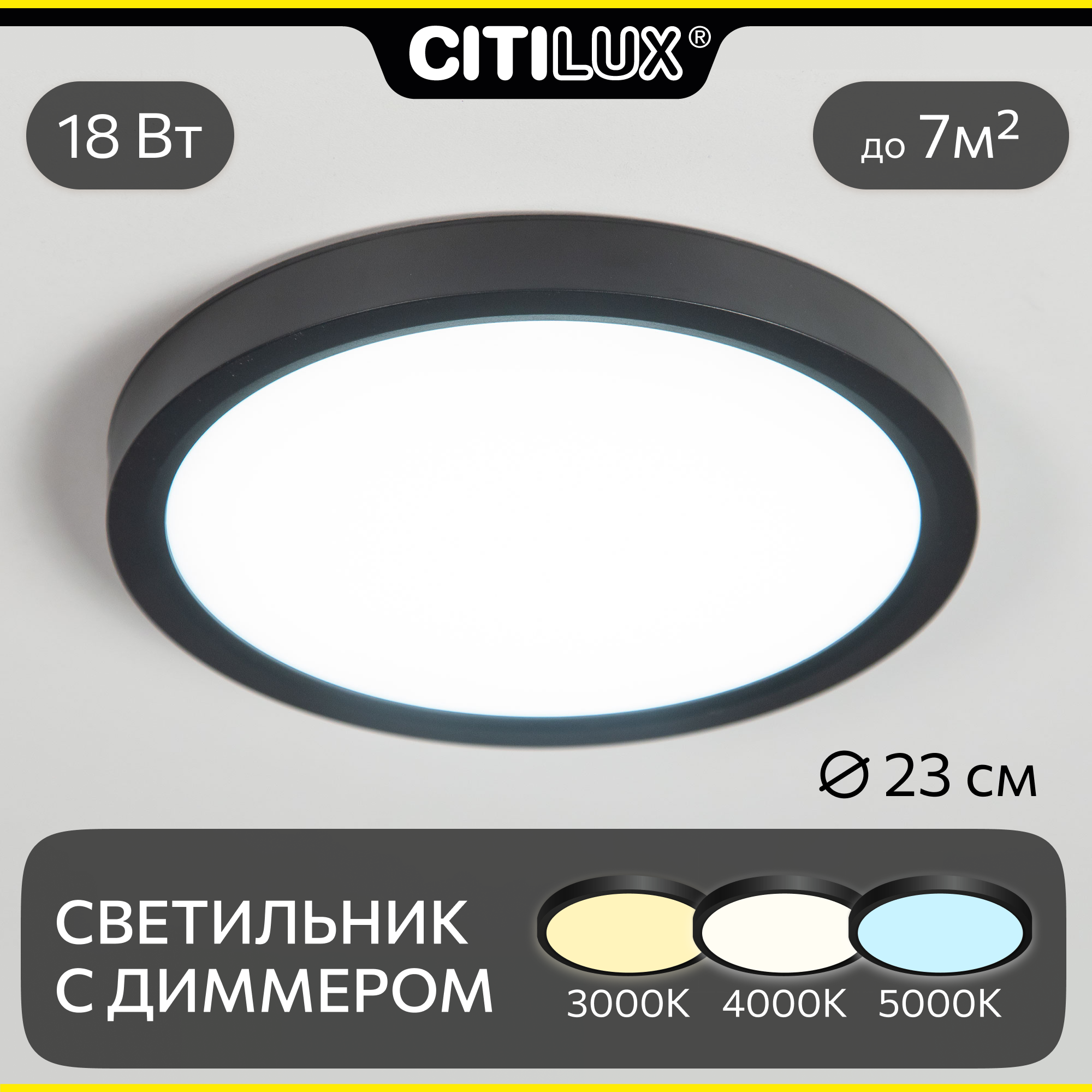 Citilux Бейсик CL738181V Светильник накладной Чёрный (Длина: 23 см; Ширина: 23 см)