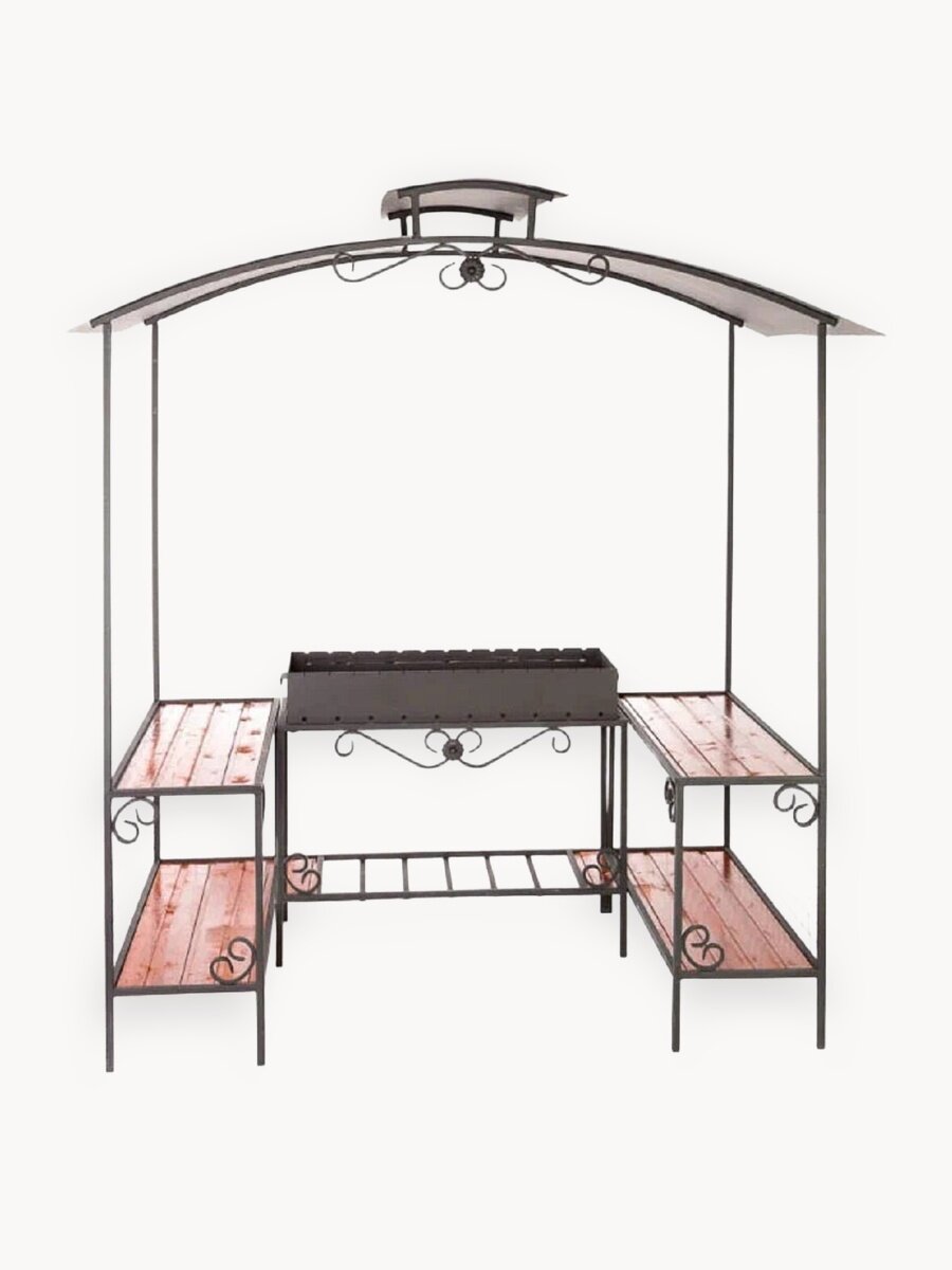 Мангальная беседка "Классик" со съемной жаровней и с дровницей