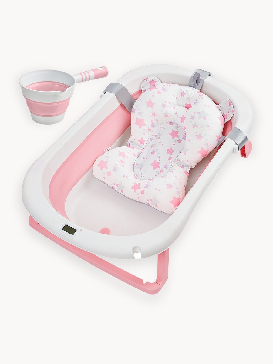 Ванночка для купания новорожденных складная с термометром