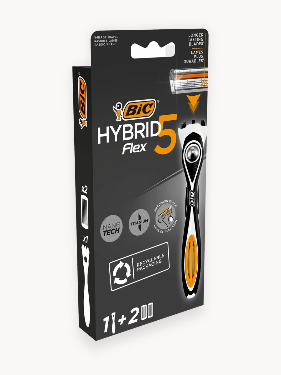 Бритва мужская, Hybrid 5 Flex, уп. 1 ручка и 2кассеты