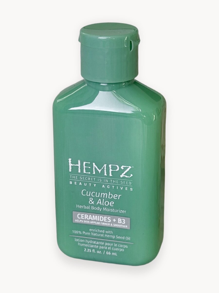 Hempz Beauty Actives Cucumber and Aloe Moisturizer - Молочко для тела с церамидами и В3 Огурец и Алое 66 мл