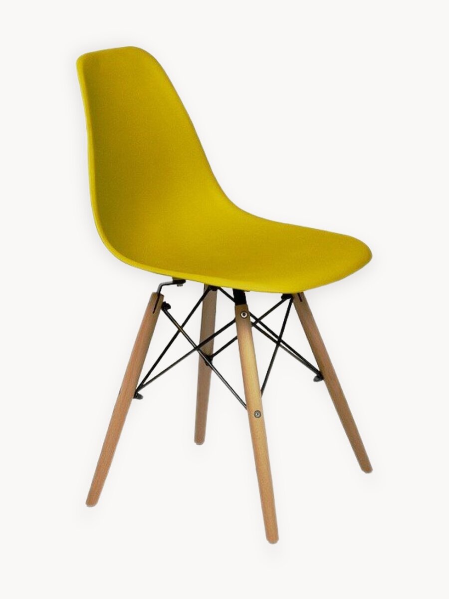 Стул RIDBERG DSW EAMES, желтый / Кухонный стул со спинкой для гостиной, столовой