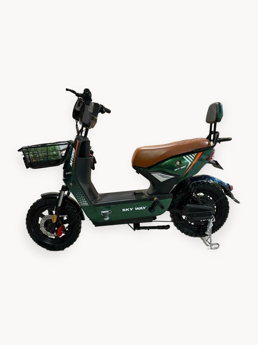 Электро скутер мопед с педалями SKY WAY M1000 samurai 1200wat литий аккамулятор R16 грязевая