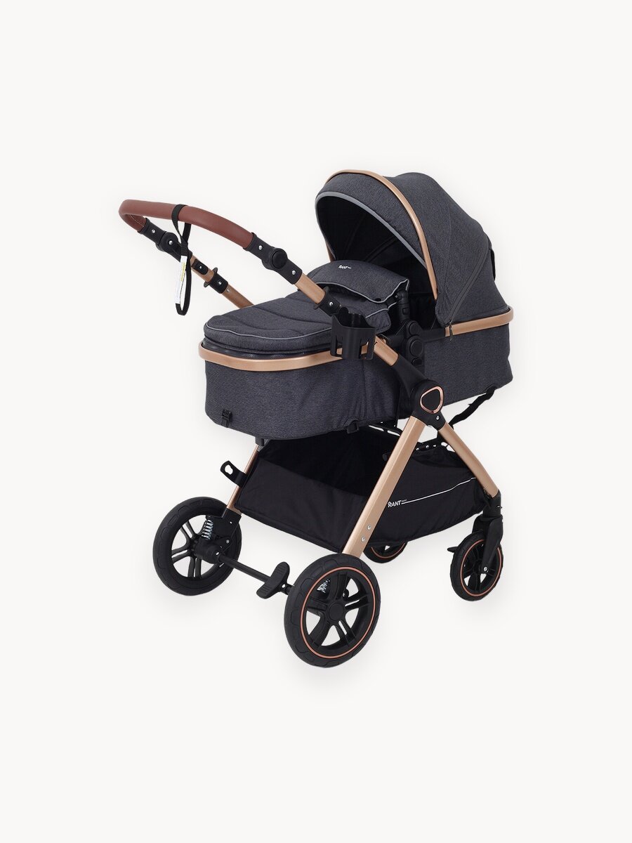 Коляска для новорожденных 2 в 1 Rant basic Roller трансформер с перекидной ручкой детская всесезонная RA161 Grey