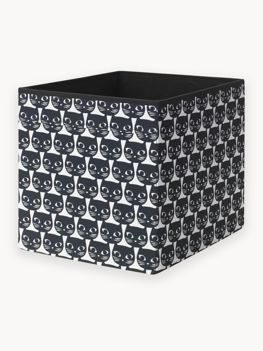 Коробки икеа дрена, 2 шт, с рисунком (кот), 33х38х33 см. Коробка для хранения вещей. Ящики в стеллаж