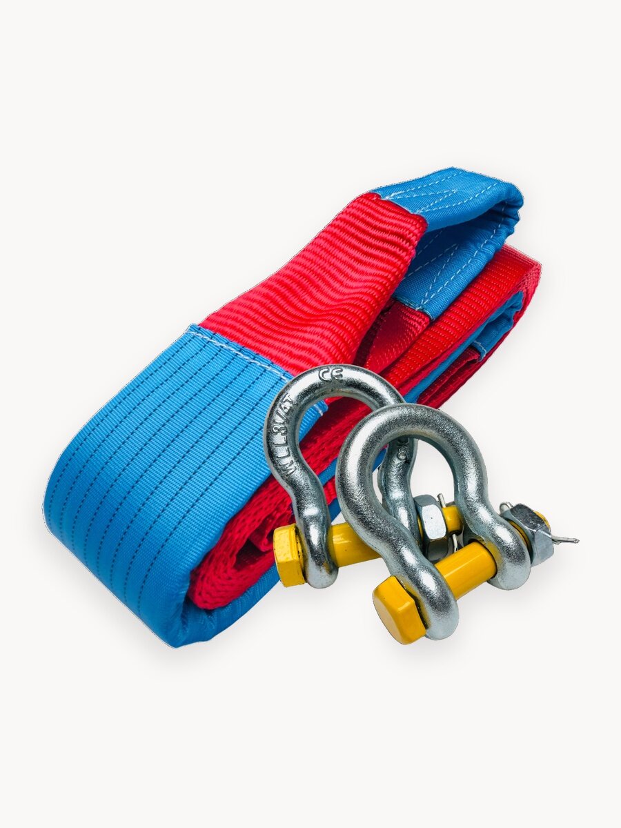 Динамический строп KANATEK 12 т длина 6 м (скоба-скоба) с шаклами трос буксировочный рывковый стропа автомобильная