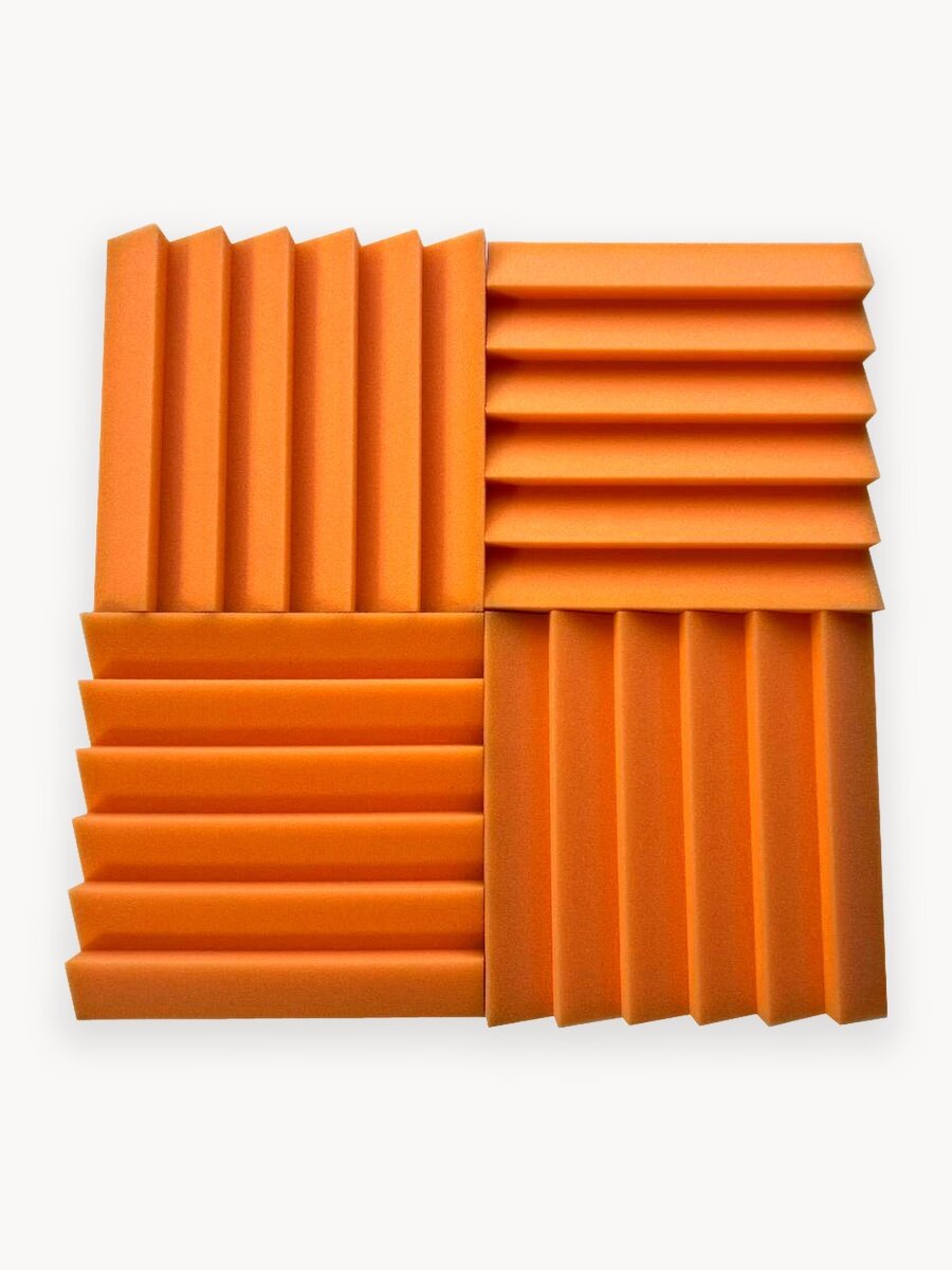 Акустическая панель "Pila" 300х300х50 мм (оранжевый) / 4 шт. / Акустический поролон / POROLON-MAG