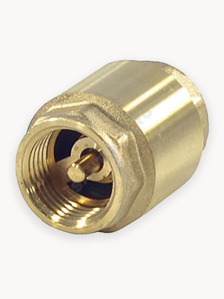 Клапан обратный латунь осевой Ду 15 Ру16 ВР 1/2" диск латунь шток латунь SantechSystems