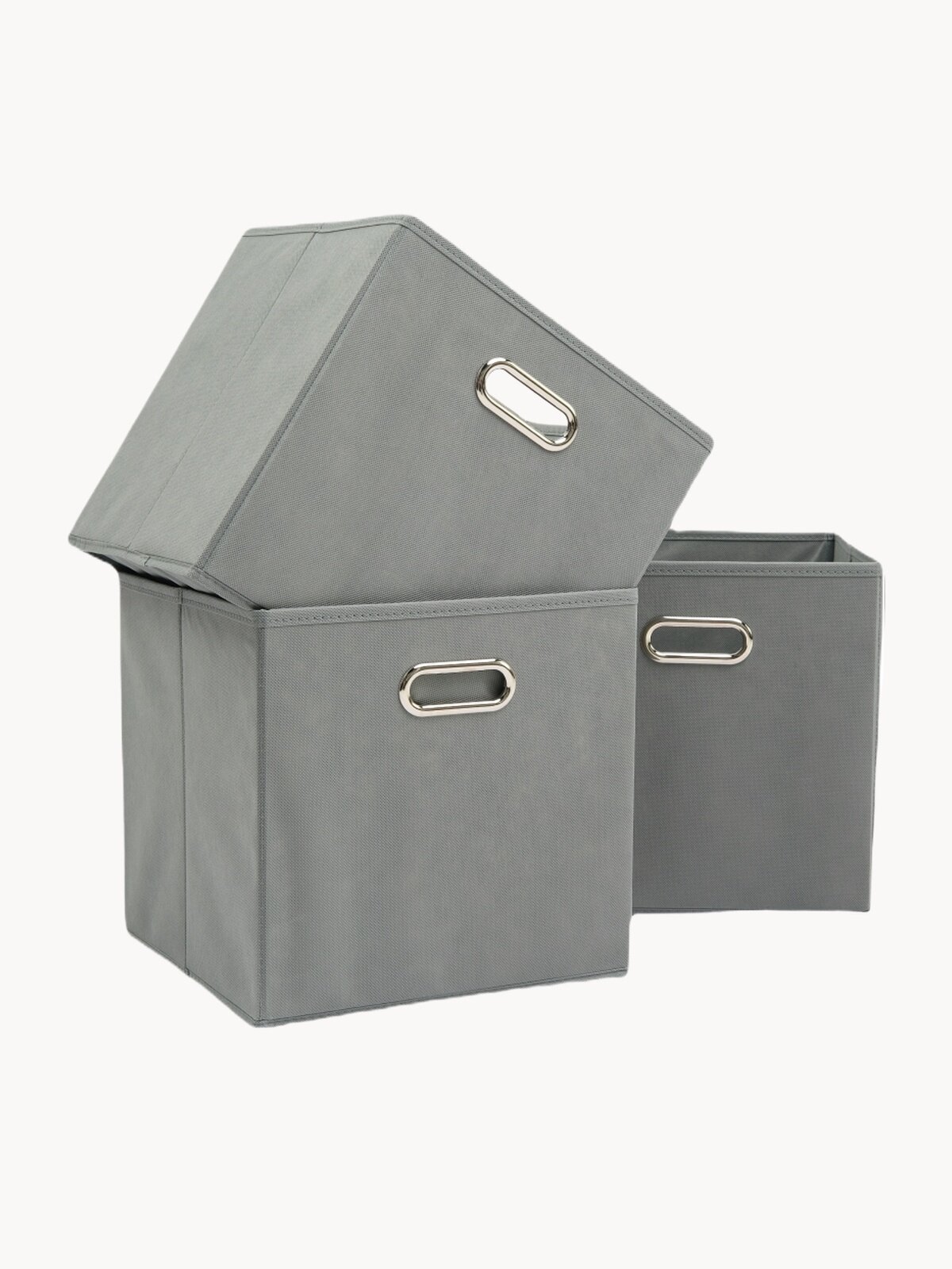 Набор складных коробок для хранения Home One, 30х30х30см, 3шт, металл. ручки, серый